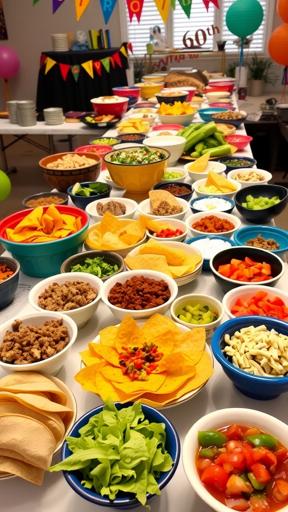 Festive Taco Bar for a 60th Birthday Party